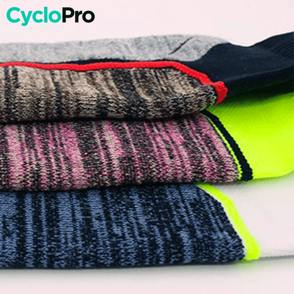 Chaussettes cyclisme hiver grises et jaunes - Confort | CycloPro