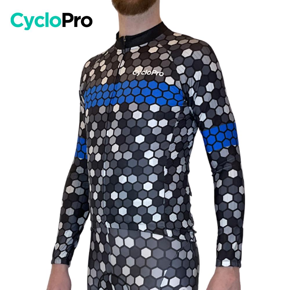 MAILLOT LONG DE CYCLISME BLEU - HIVER - ATMOSPHERE+ - CycloPro